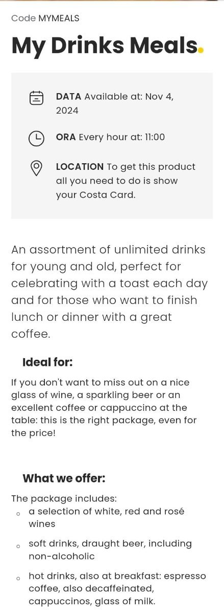 New drinks package - My Drinks Meals? - Costa Cruises - Cruise Critic ...