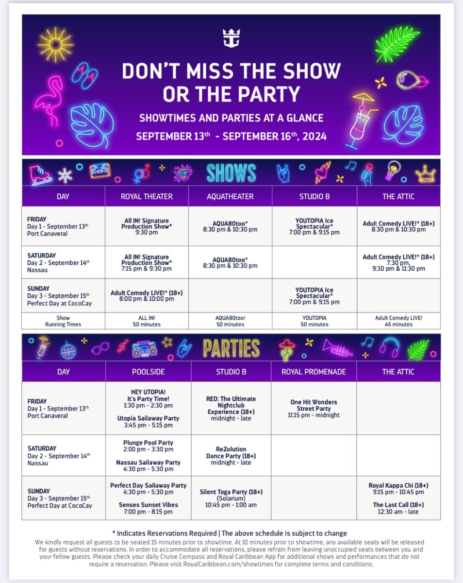 Best Utopia Show options??? - Royal Caribbean International - Cruise ...