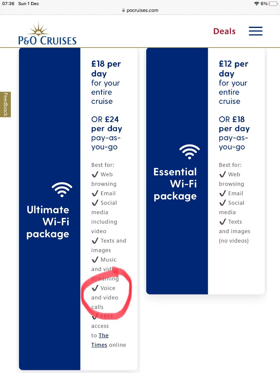 Essential single wifi package - can I use Whatsapp to make calls? - P&O ...