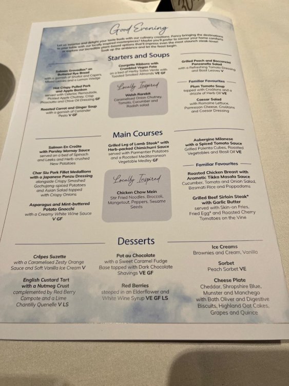 New menus on the Aurora - P&O Cruises ( UK ) - Cruise Critic Community