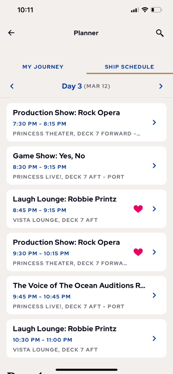 Times of shows on Enchanted Princess - Princess Cruises - Cruise Critic ...