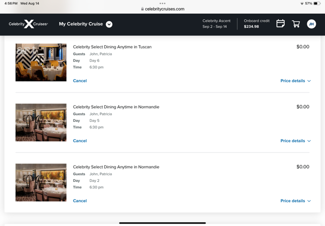 Anytime Main Dining Room Reservations Pre-Cruise? - Celebrity Cruises ...