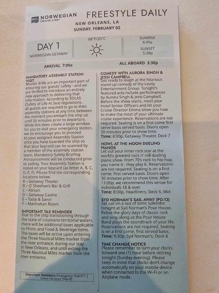 Getaway freestyle dailies - Norwegian Cruise Line - Cruise Critic Community