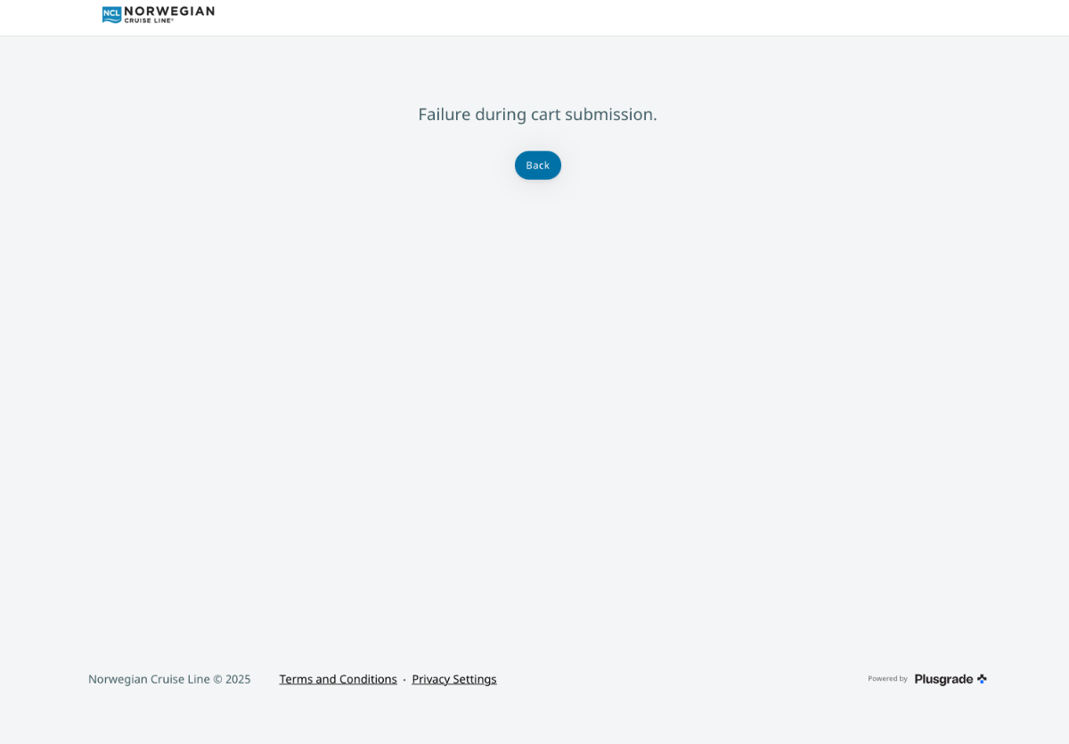 Upgrade bid submission - error message - Norwegian Cruise Line - Cruise ...