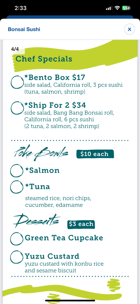 Bonsai Sushi- Menus - Carnival Cruise Lines - Cruise Critic Community