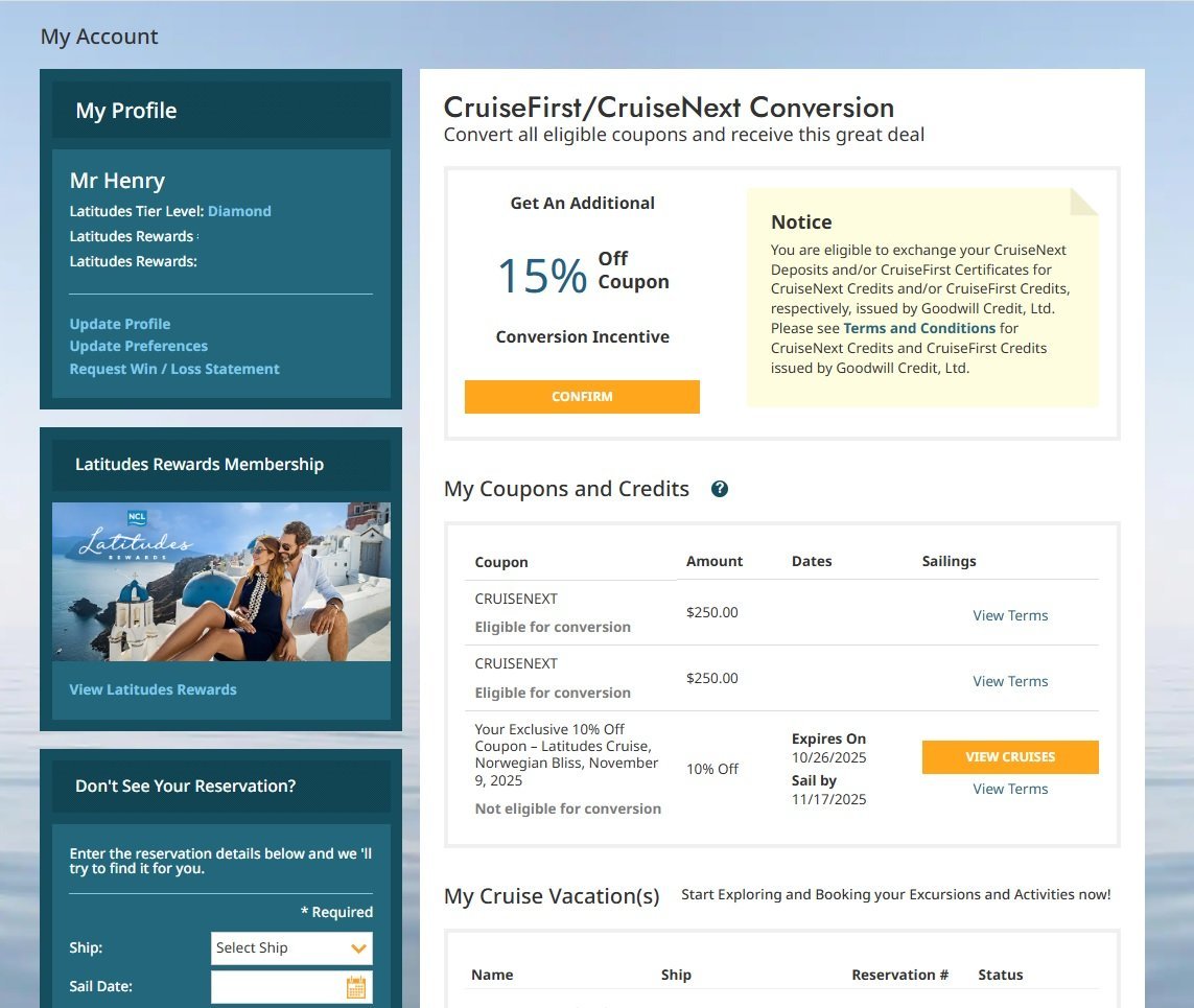 Confused? Cruise first certs now Cruise credits? - Norwegian Cruise ...