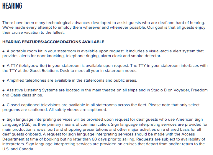 Deaf passenger - Royal Caribbean International - Cruise Critic Community