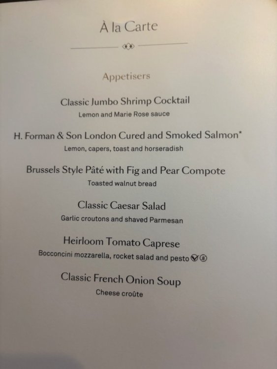 Britannia Club Menus - Cunard Line - Cruise Critic Community