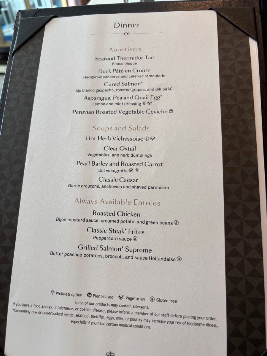 Britannia Club Menus - Cunard Line - Cruise Critic Community