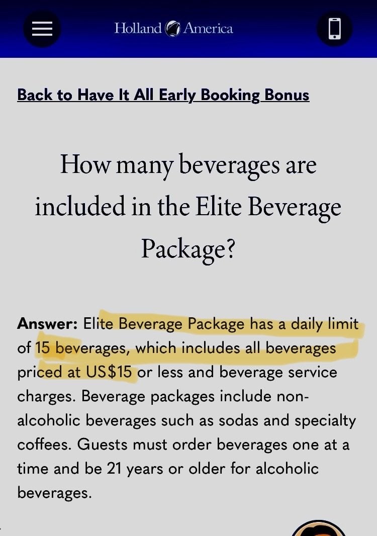 Upgrading "14-Day Signature Bev Pkg HIA Promo" to Elite Beverage ...