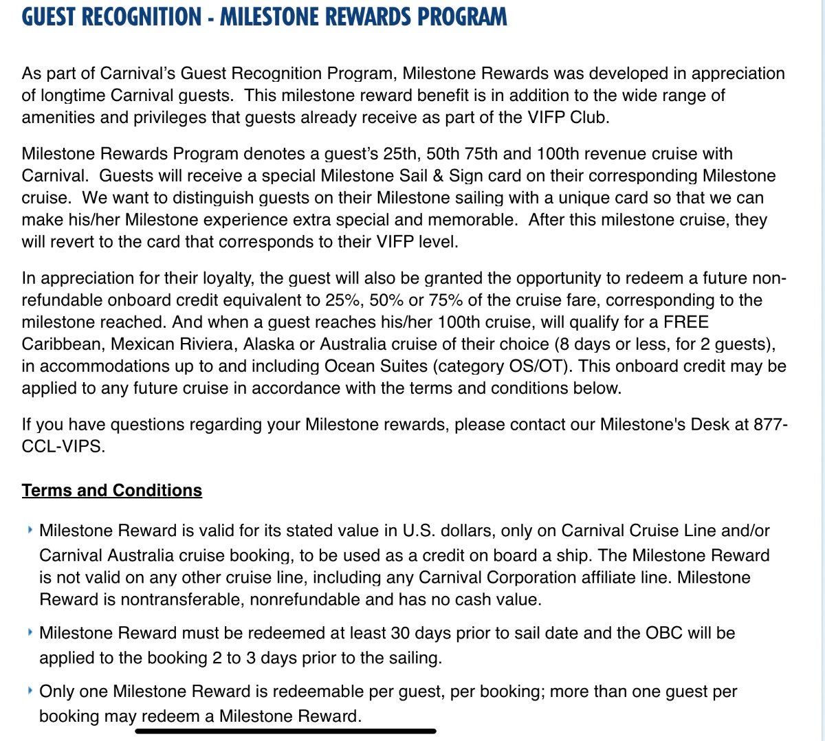 Milestone cruise - Carnival Cruise Lines - Cruise Critic Community