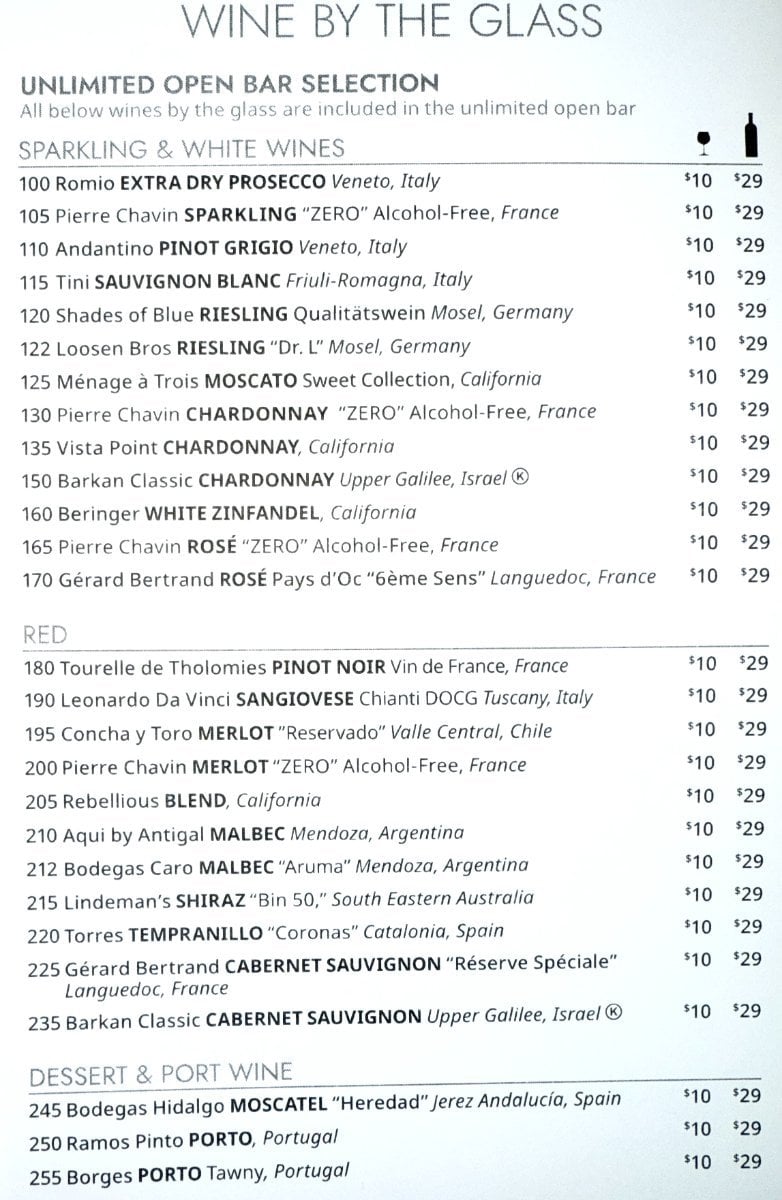 Updated Wine List with Prices - Norwegian Cruise Line - Cruise Critic ...