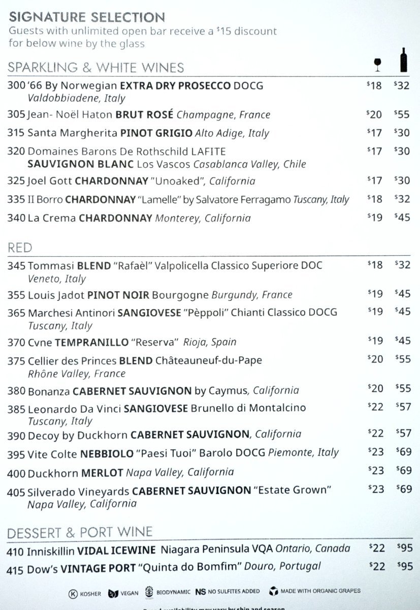 Updated Wine List with Prices - Norwegian Cruise Line - Cruise Critic ...