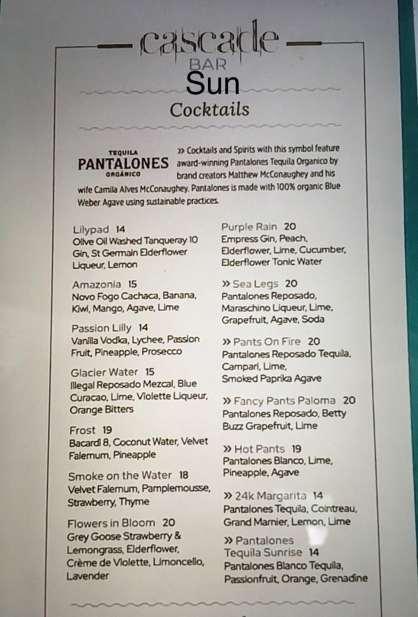 Drink Menu: at various bar locations - Page 2 - Princess Cruises ...