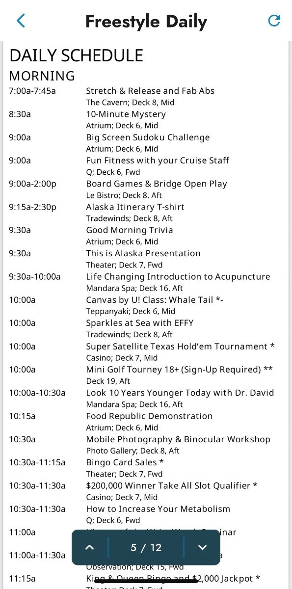 Freestyle Daily changes fleet wide - back to one chronological schedule ...