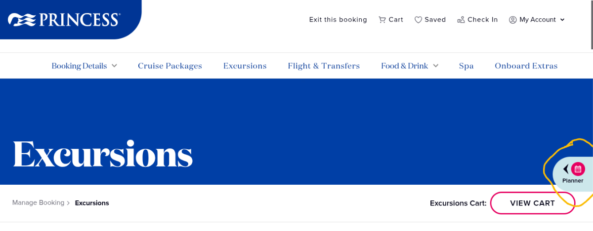 Excursions screen "new" format: how to see "paid" amount - Princess ...