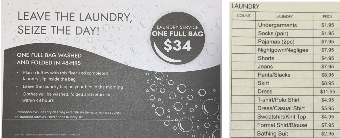 NCL Epic Laundry service - Norwegian Cruise Line - Cruise Critic Community