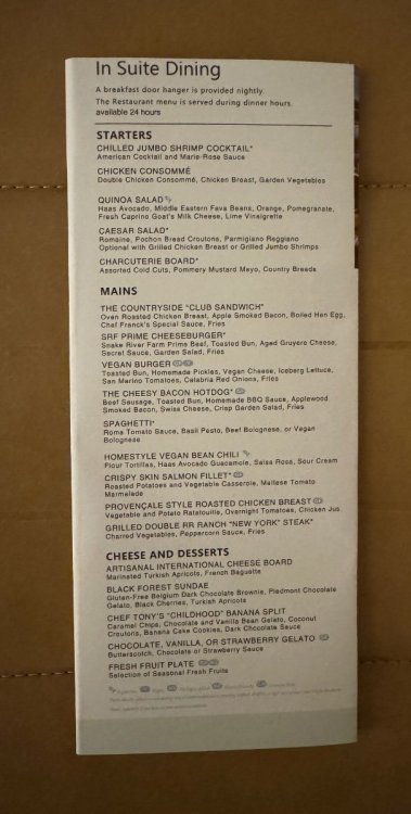 In-suite dining menu. - Seabourn Cruise Line - Cruise Critic Community
