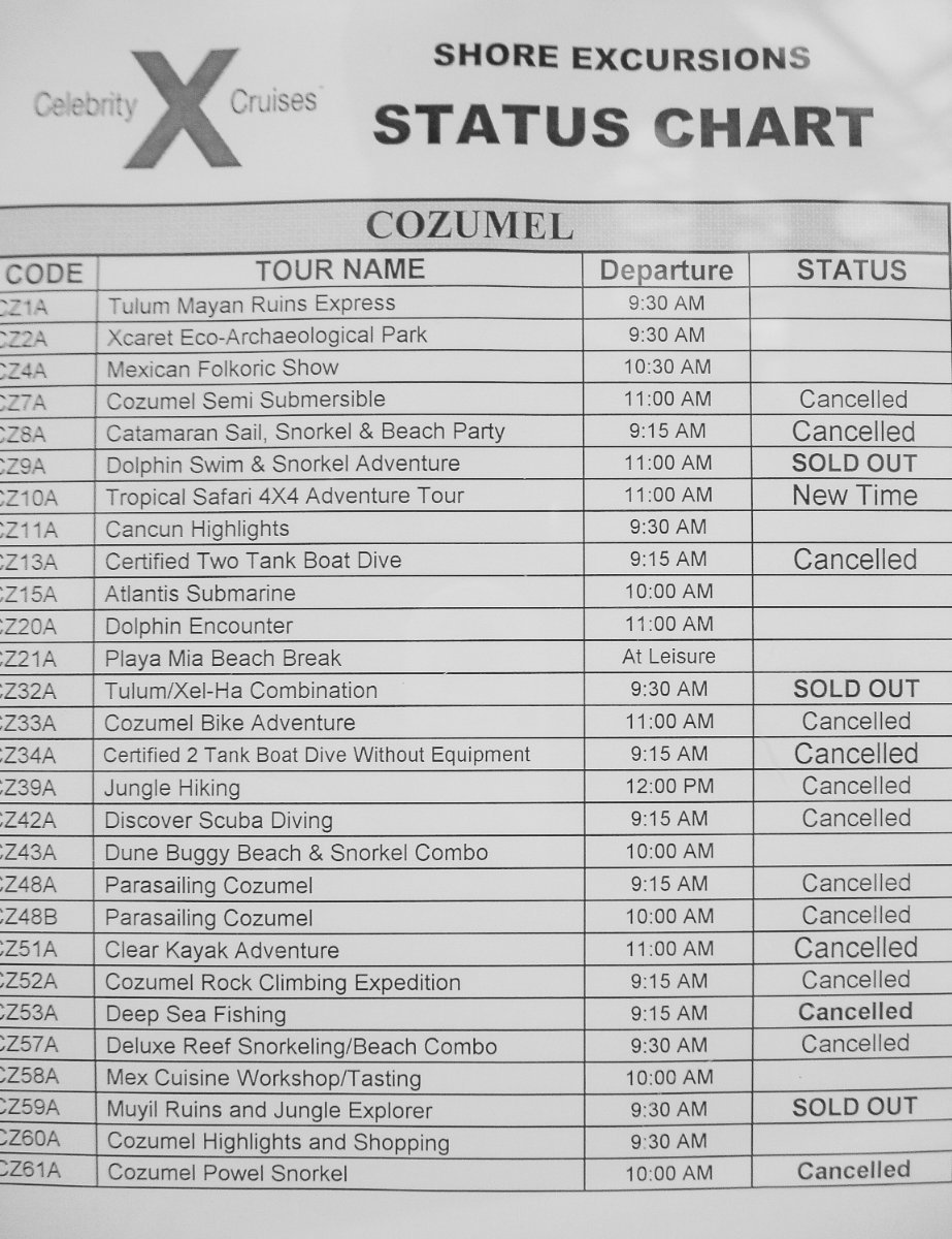 Do ship shore excursions get cancelled? - Celebrity Cruises - Cruise ...