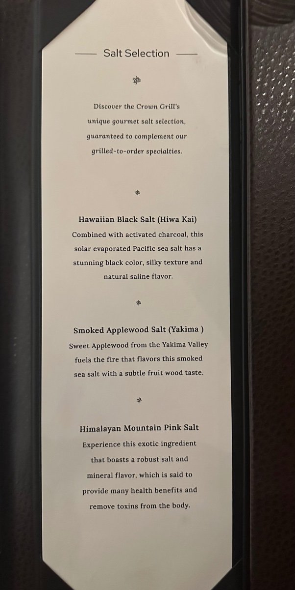 Crown Grill Menu... Recent!! - Princess Cruises - Cruise Critic Community