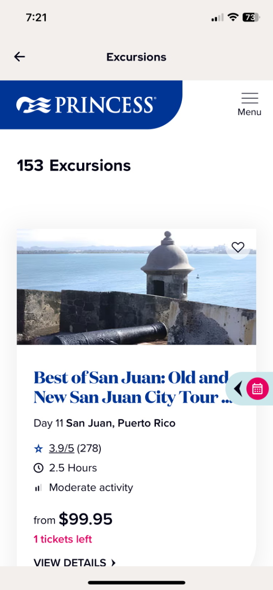 When do purchased excursions show up in Journey? - Princess Cruises ...