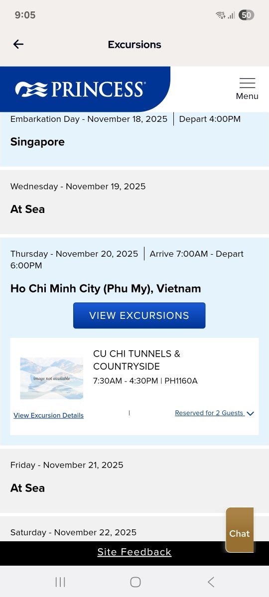 When do purchased excursions show up in Journey? - Princess Cruises ...