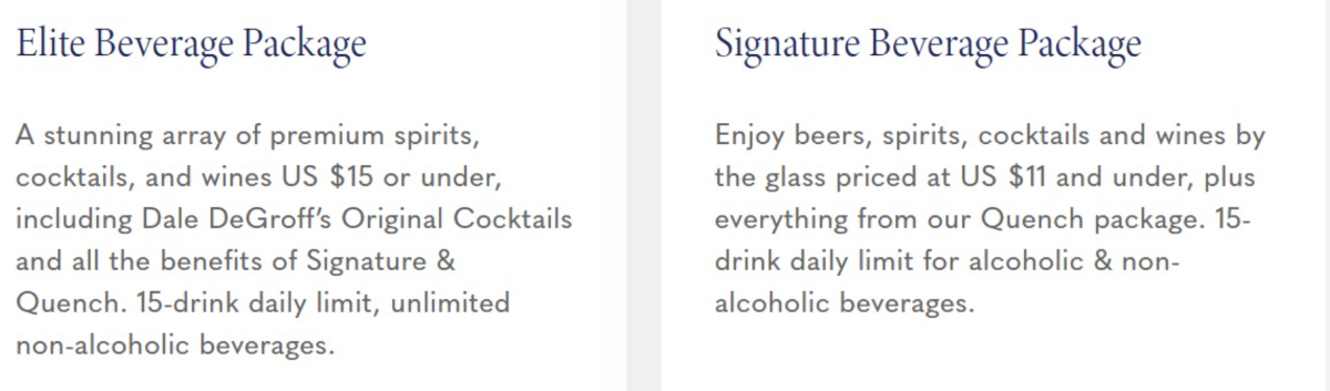 Upgrading "14-Day Signature Bev Pkg HIA Promo" to Elite Beverage ...