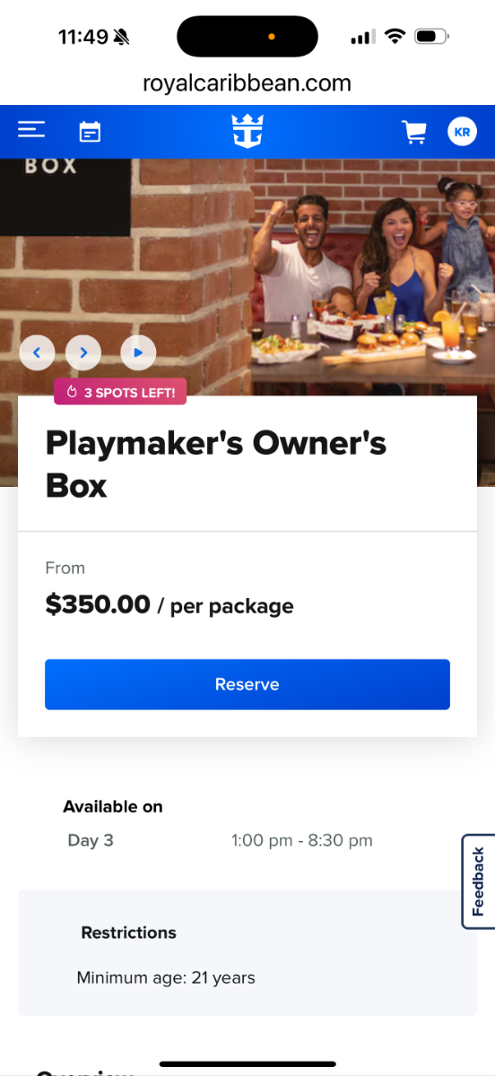 Booking Playmaker’s paid area - Royal Caribbean International - Cruise ...