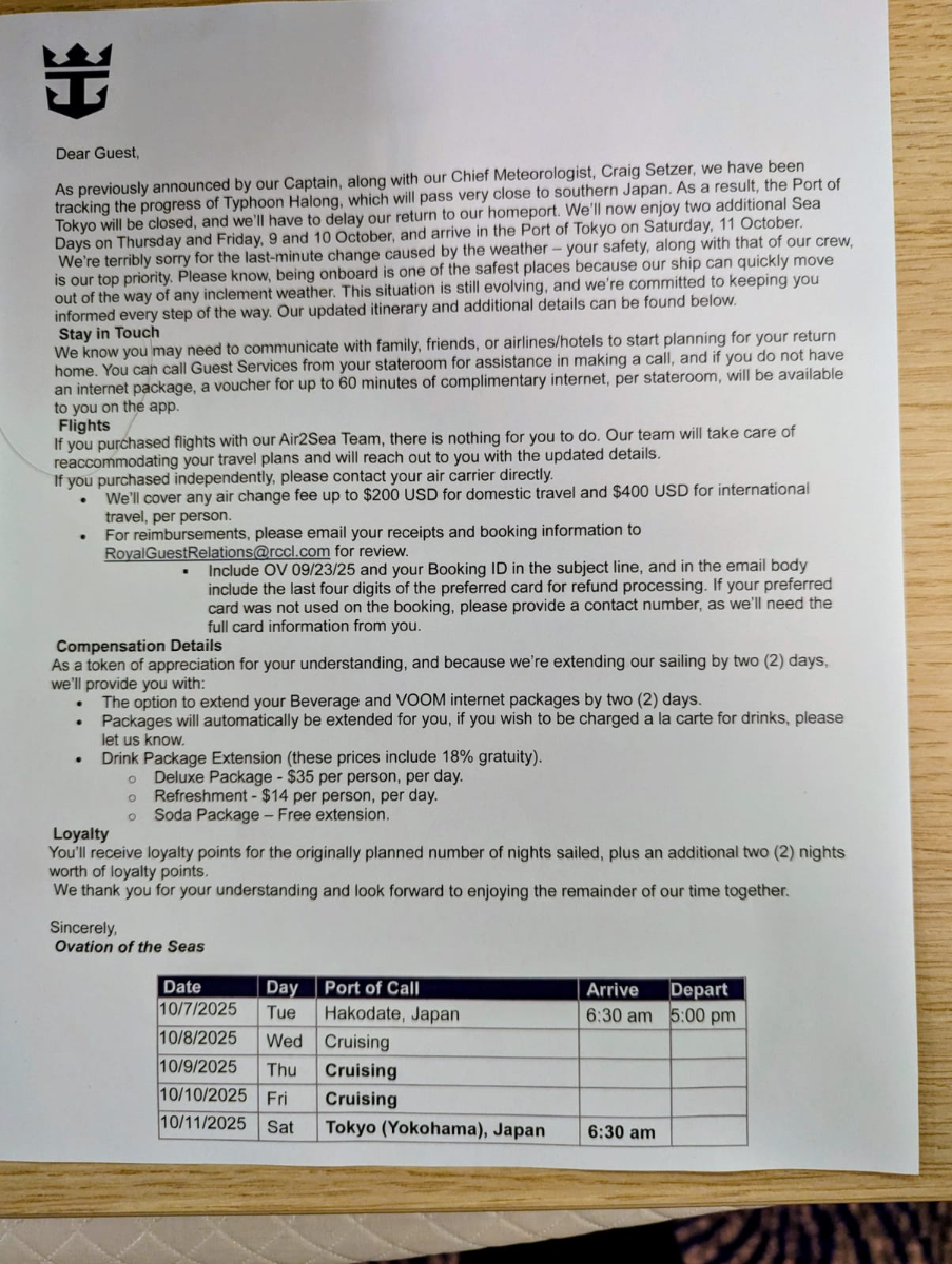Typical comp for cruise change? - Royal Caribbean International ...
