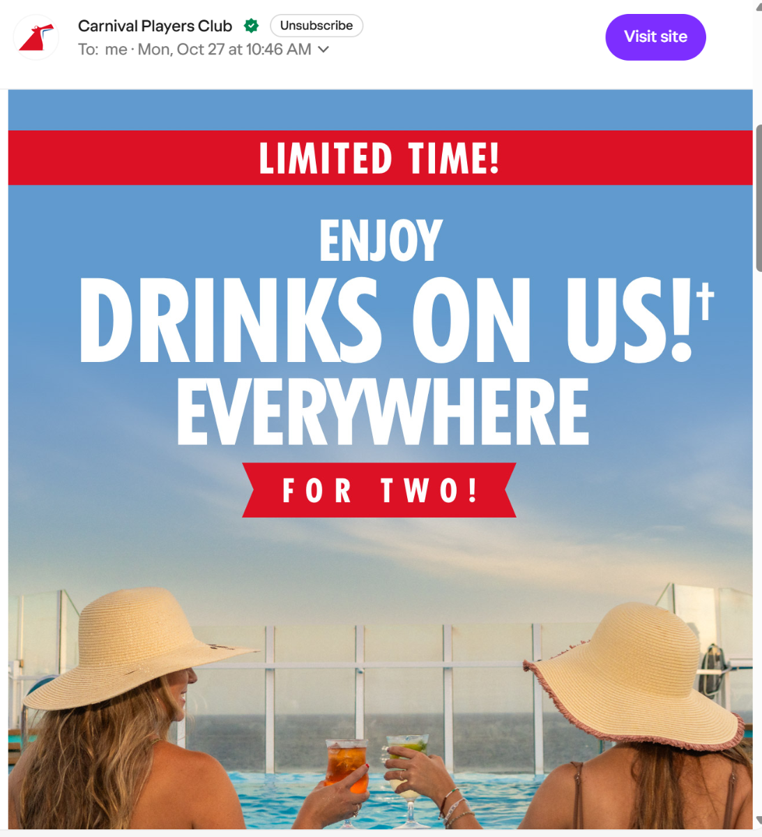 Drinks on Us Everywhere vs Drink Package - Carnival Cruise Lines ...