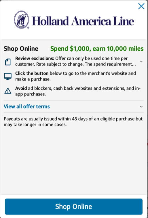 Check your American Express Offers - Holland America Line - Cruise ...