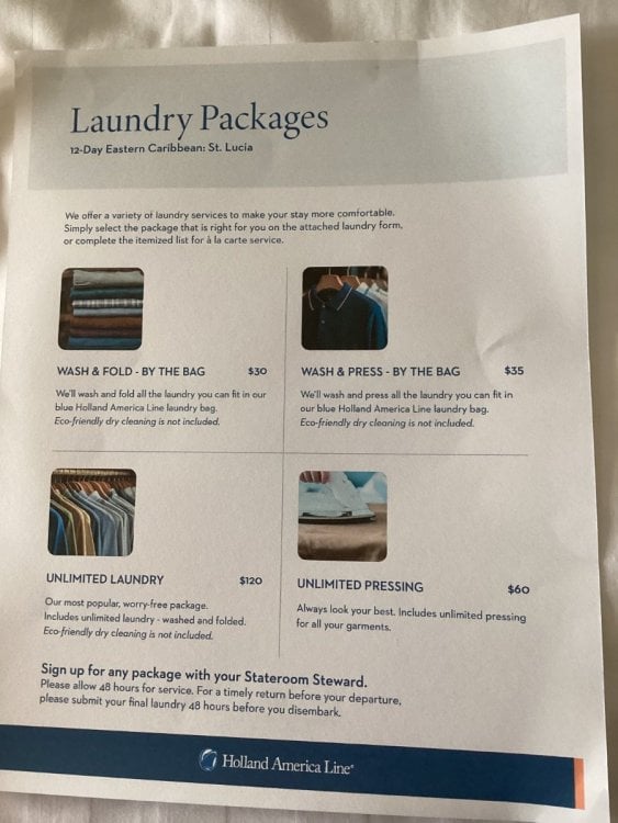 Laundry Packages - Holland America Line - Cruise Critic Community