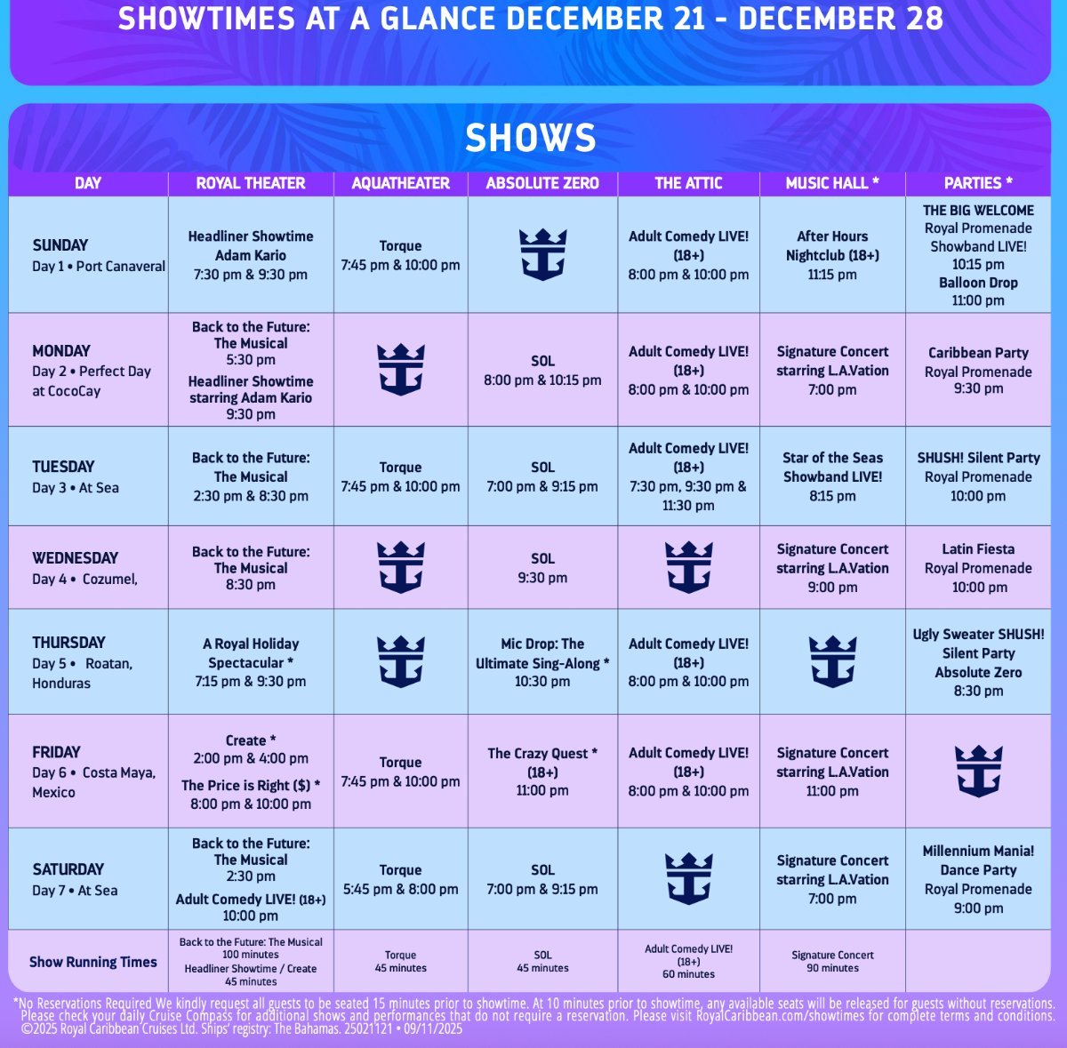 Star of the Seas Torque (aquadome) show times - Royal Caribbean ...