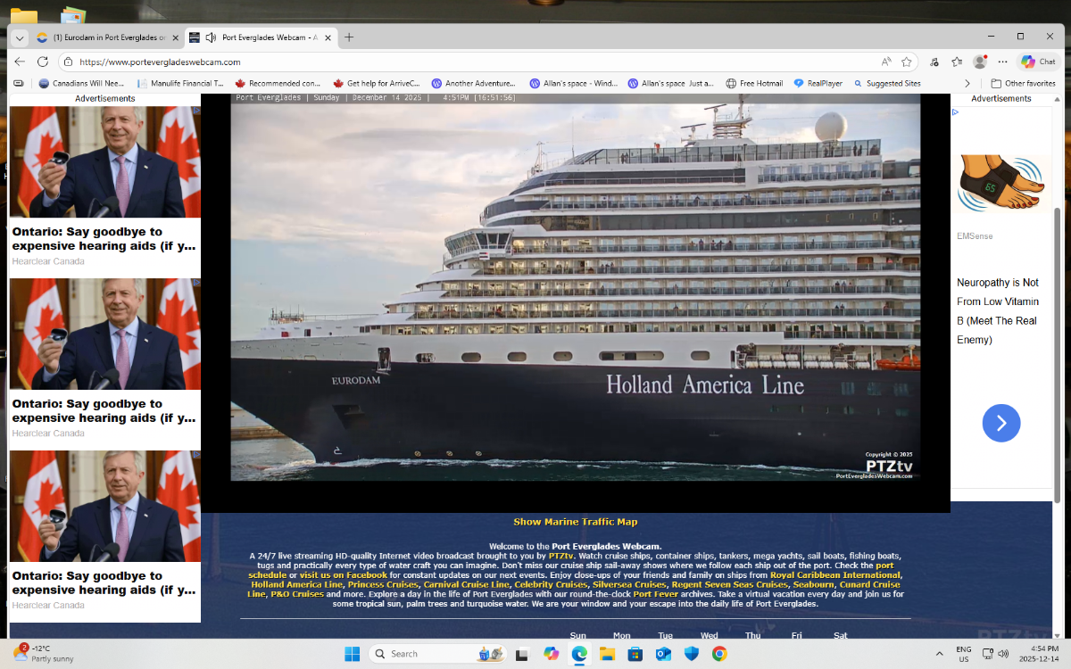Eurodam in Port Everglades on December 14, 2025 - Holland America Line ...