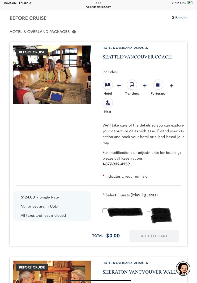 Does HAL offer transfers from the Vancouver cruise terminal to Seattle ...