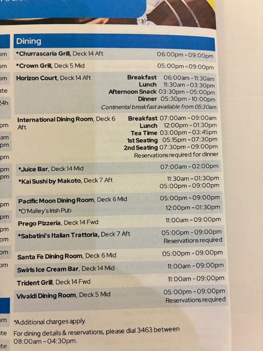 Diamond Princess - Current Dining Options (Live ) - Princess Cruises ...