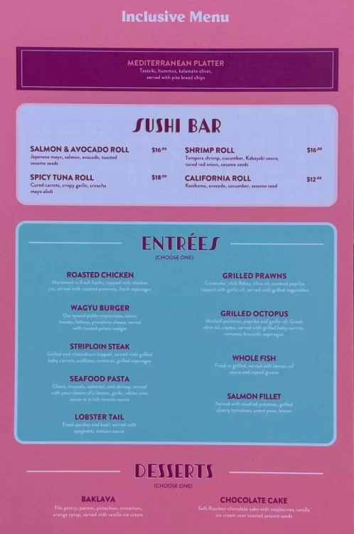 Pearl Cove Beach Club All-Inclusive worth it? Sit Down Dinning Menu ...