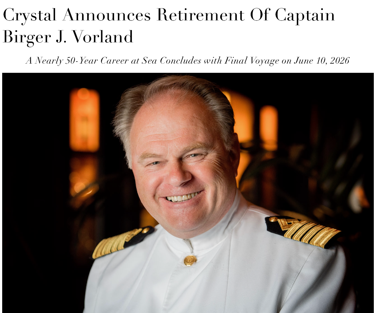 Crystal Announces The Retirement Of Captain Birger J. Vorland - Crystal ...