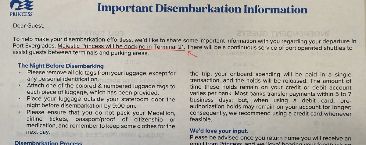 Disembarkation From A Different Terminal - Princess Cruises - Cruise ...