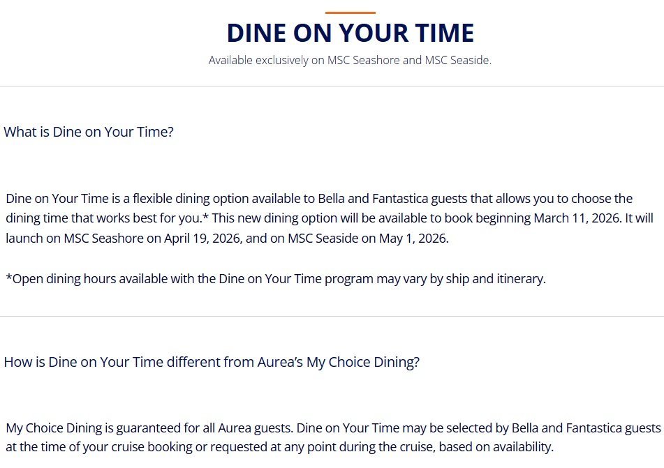 MSC - Dine on Your Time - MSC Cruises - Cruise Critic Community