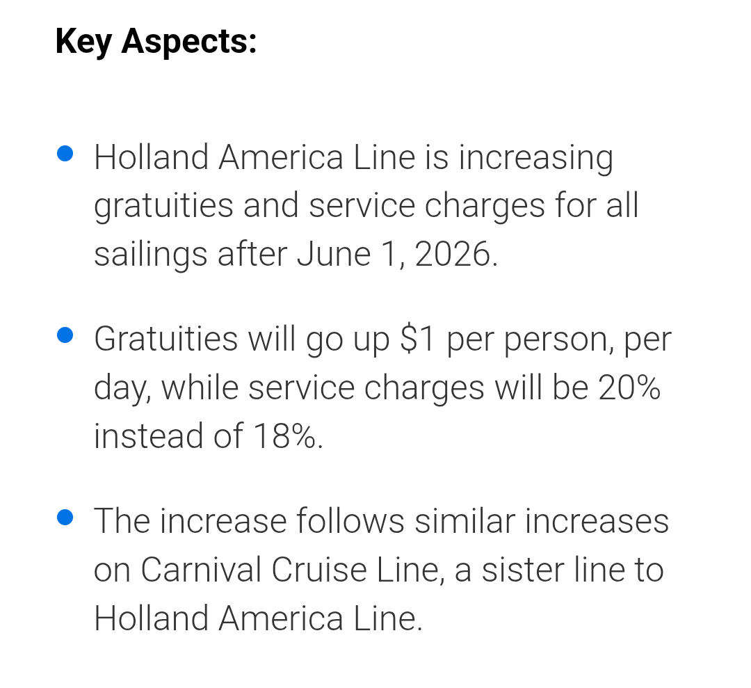Crew Appreciation Increase - Holland America Line - Cruise Critic Community