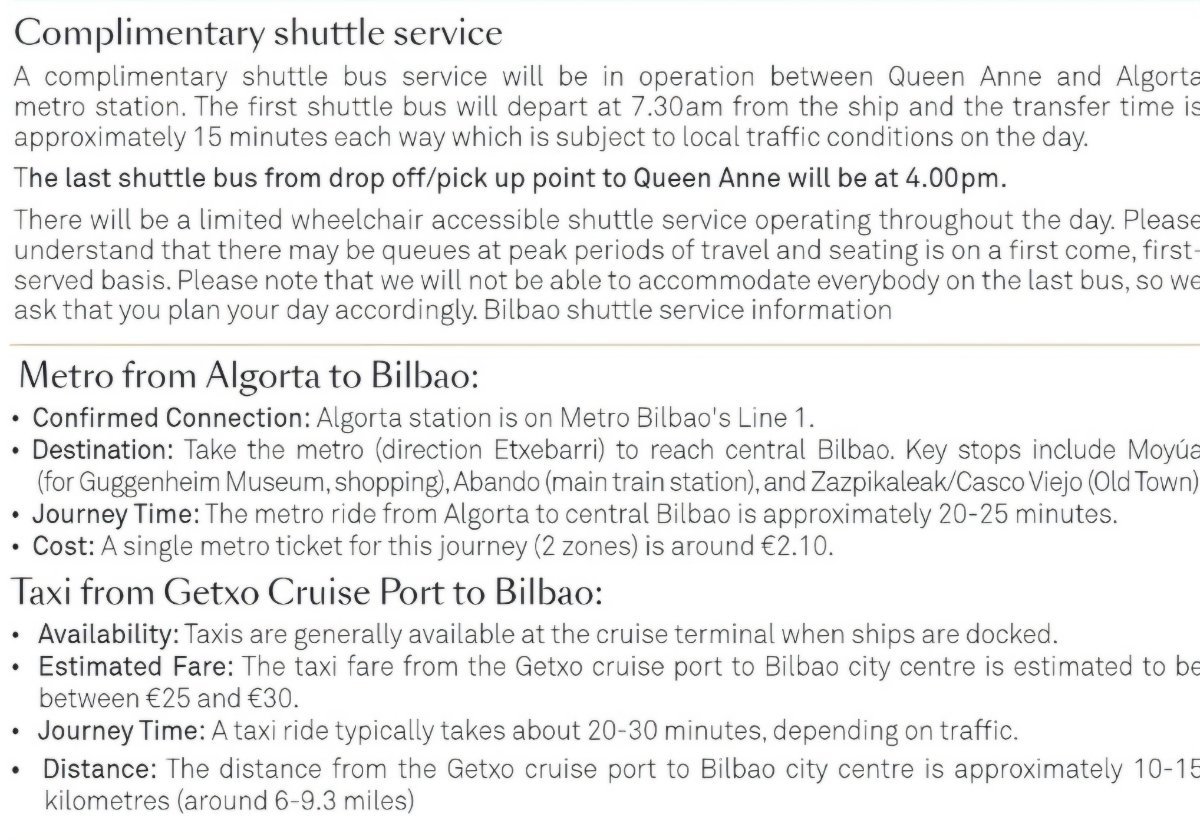 Shuttle bus drop points - Cunard Line - Cruise Critic Community