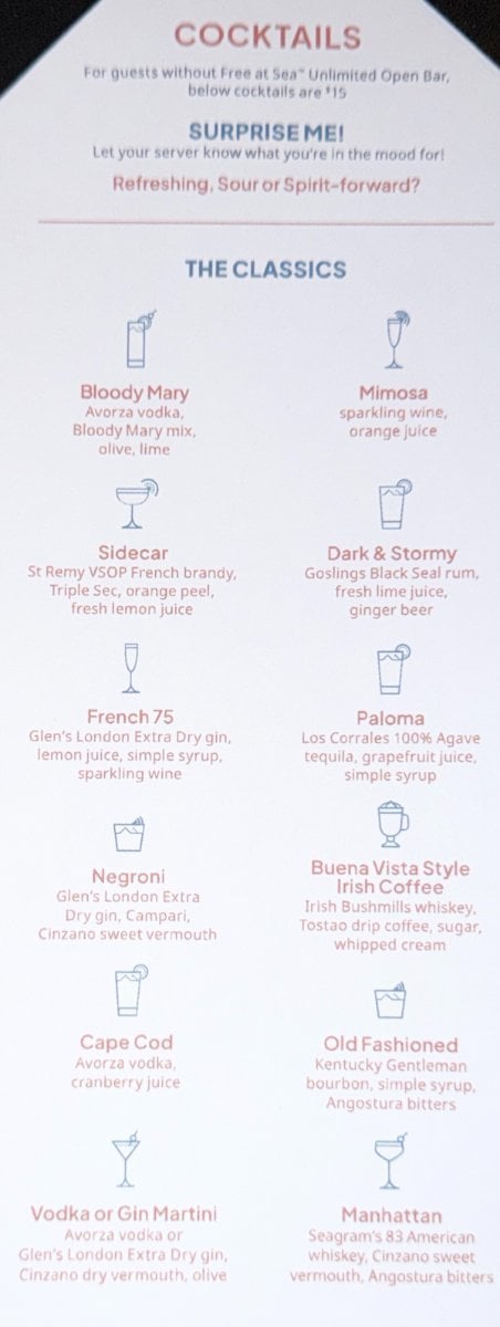 Current drink menus/pricing? - Norwegian Cruise Line - Cruise Critic ...