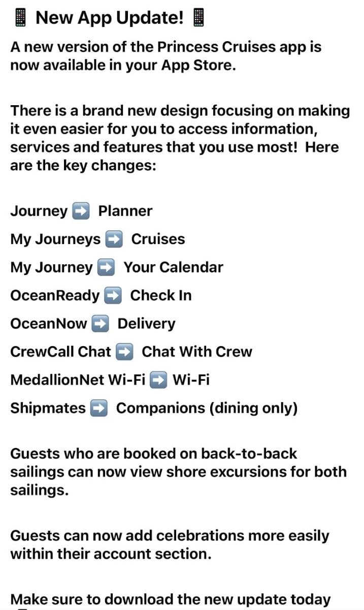 Big App Update - Princess Cruises - Cruise Critic Community