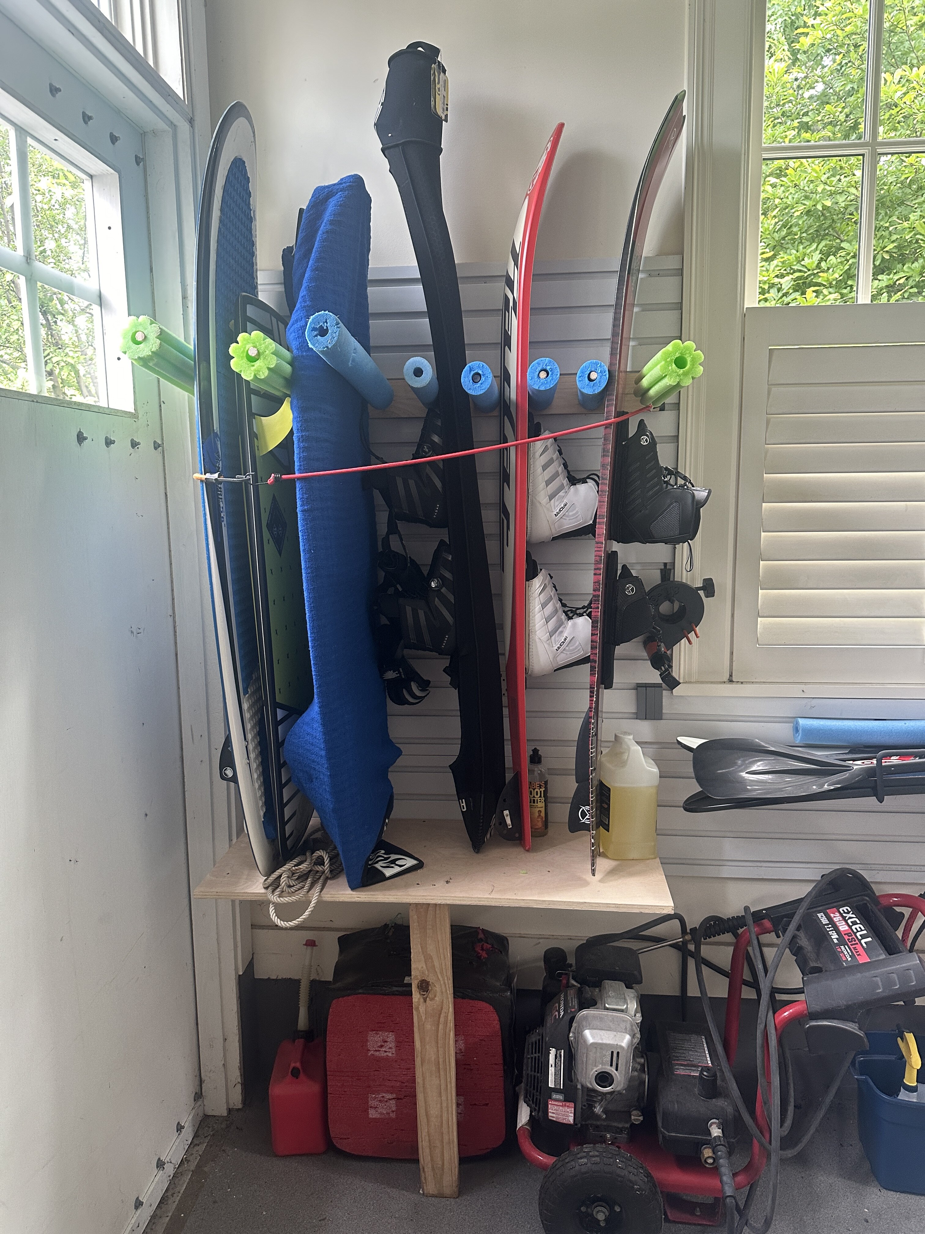 Garage Storage for Skis and Gear - Skis Fins Bindings - BallOfSpray