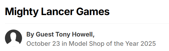 Mighty Lancer Games - Model Shop of the Year 2025 - Hornby Hobbies ...