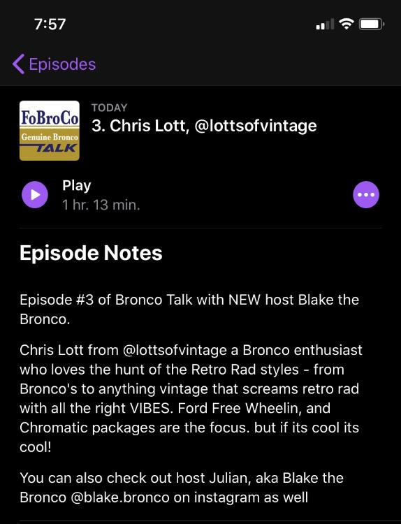 Chris Lott on Bronco Talk Podcast - General Discussion - Bullnose Forum