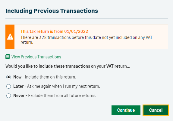 VAT Return including invoices from outside the period requests ...