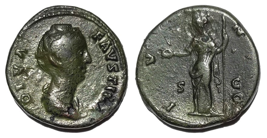 Tooled middle bronze of Faustina the Elder at Portuscalle Numismatica ...
