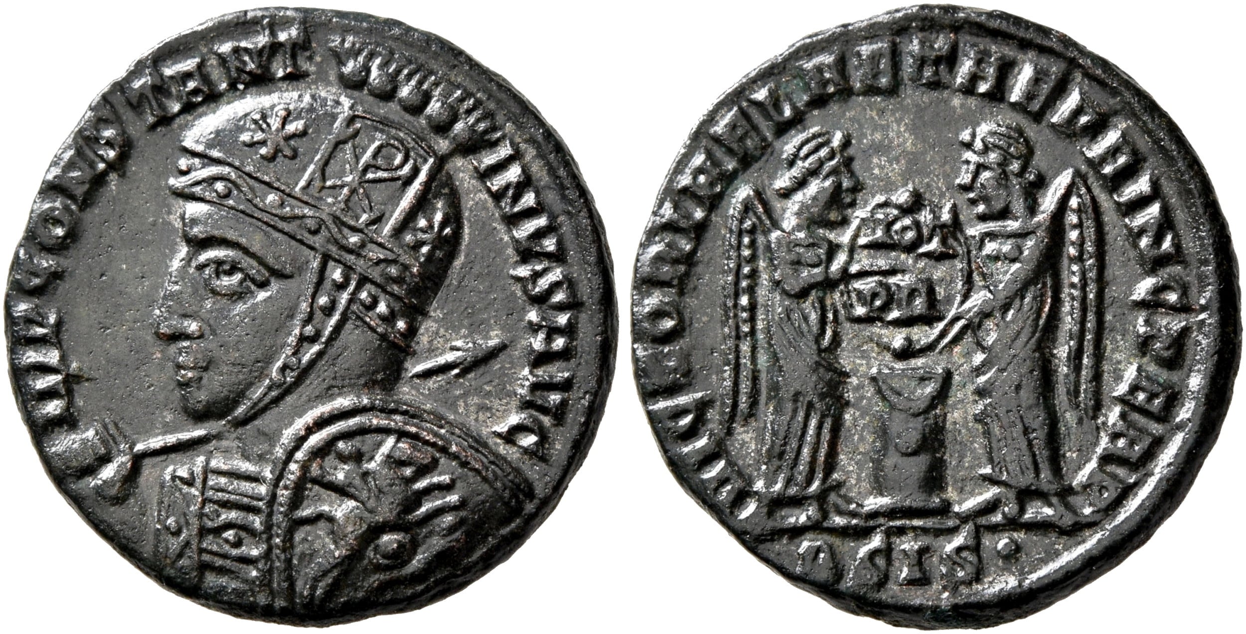 Constantine I VLPP from Siscia with Chi-Rho on helmet - Roman Imperial ...